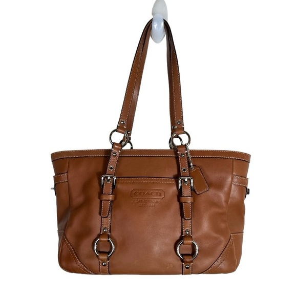 Coach | Bags | Coach Gallery East West Tan Caramel Medium Satchel Tote ...